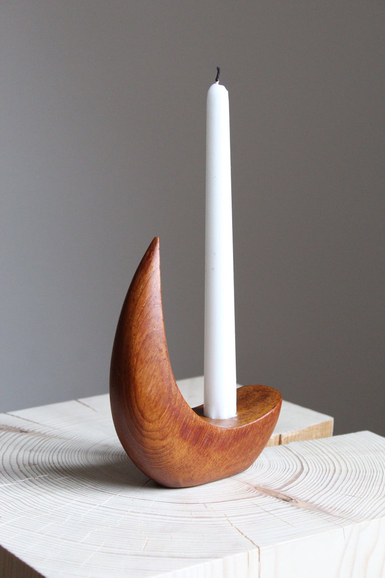 Stig Sandberg, Candlestick, Solid Teak, Studio, Sweden, 1950s For Sale ...