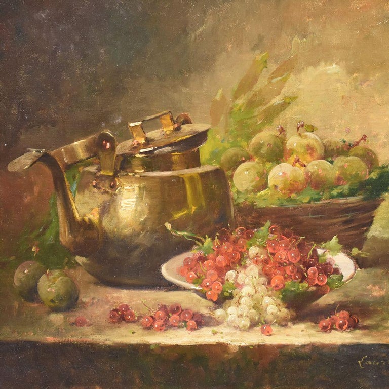 Still Life Art, Antique Painting, Ribes and Prunes, Oil Painting on ...