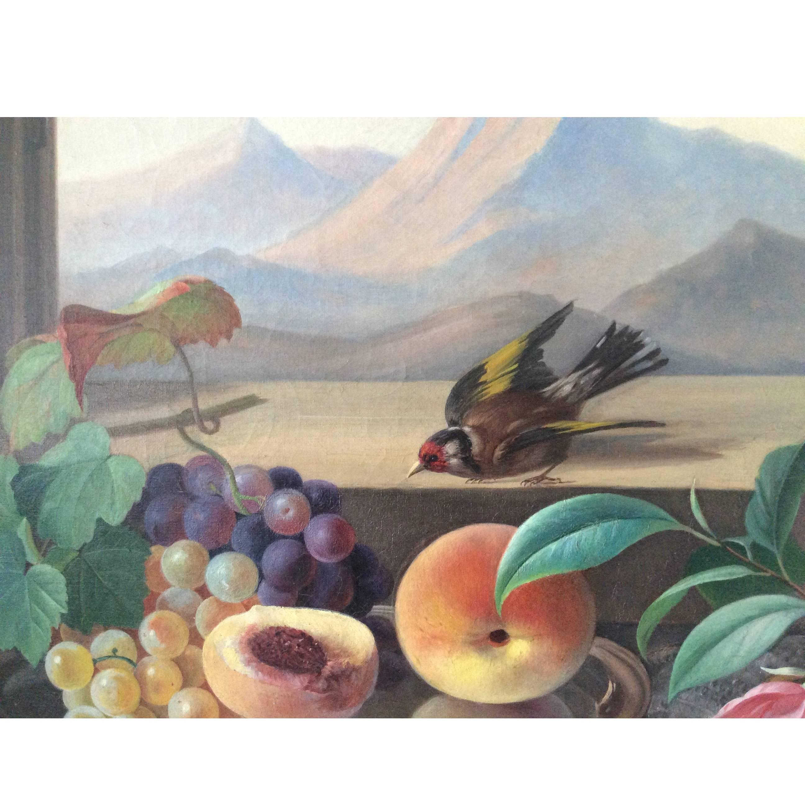 Still-Life with Bird, Flowers and Fruits at 1stDibs