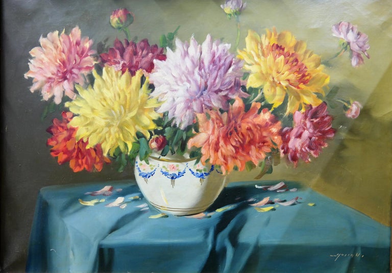 Still Life with Chrysanthemum Flowers in Florentin Frame by Vilmos ...