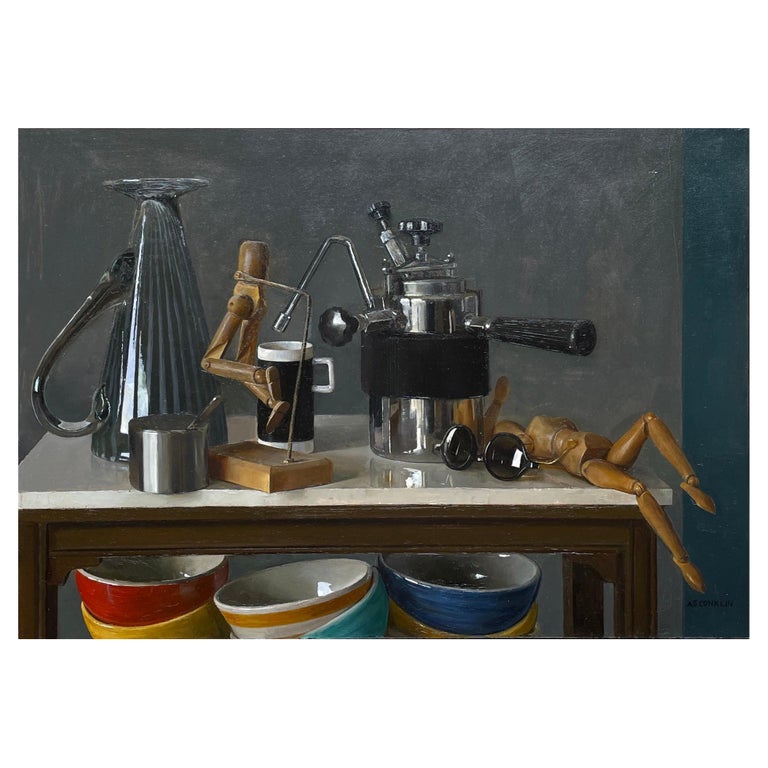 Still Life with Italian Coffee Maker, Lay Figures and Bowls, Original ...