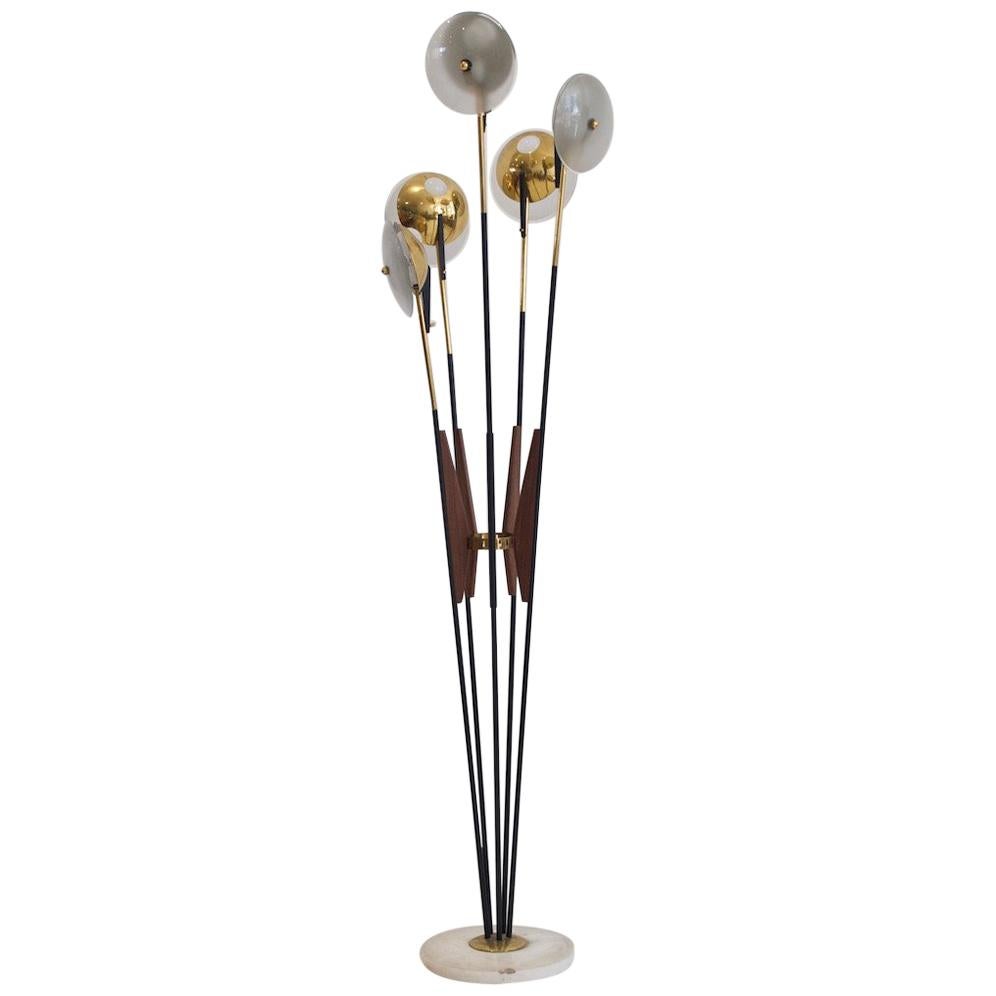 Grandine Silver Five Lights contemporary Floor Lamp Tarnished Silver ...
