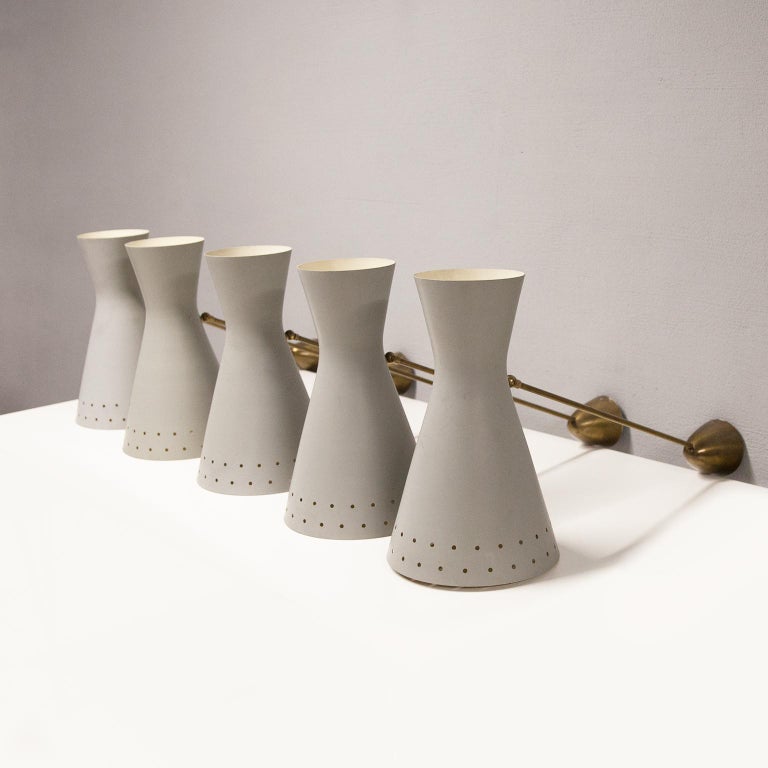 Stilnovo Grey Adjustable Wall Lights Set of 5 For Sale at 1stDibs