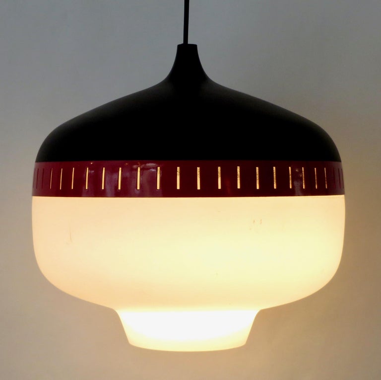 Stilnovo Italian Pendant Light Metal and Brushed Satin Opaque Glass ...