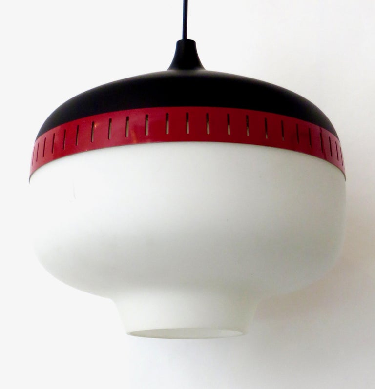 Stilnovo Italian Pendant Light Metal and Brushed Satin Opaque Glass ...