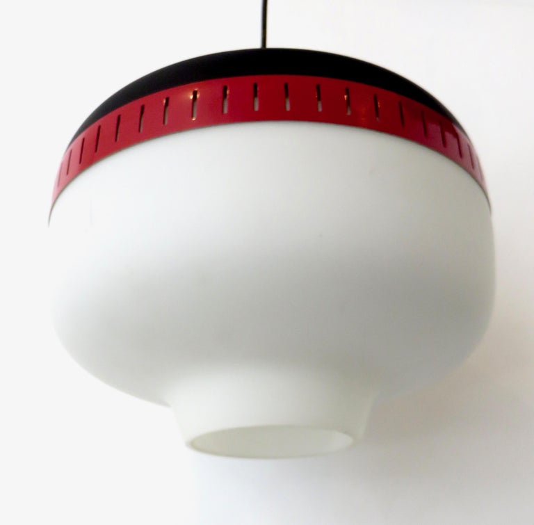 Stilnovo Italian Pendant Light Metal and Brushed Satin Opaque Glass ...