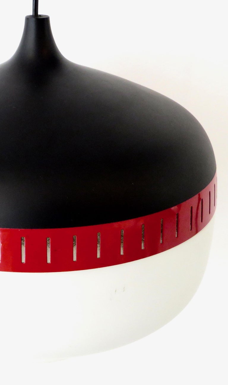 Stilnovo Italian Pendant Light Metal and Brushed Satin Opaque Glass ...