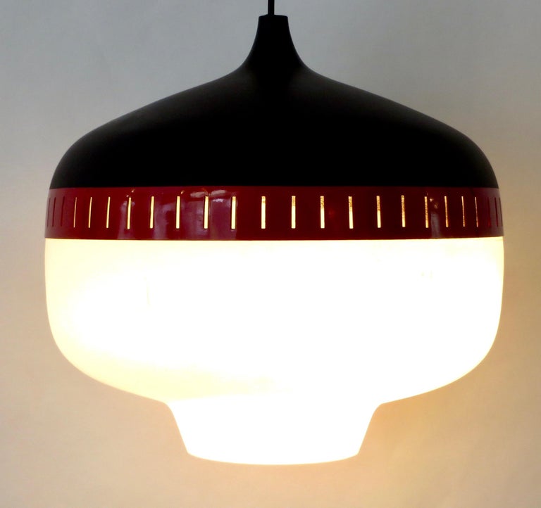 Stilnovo Italian Pendant Light Metal and Brushed Satin Opaque Glass ...