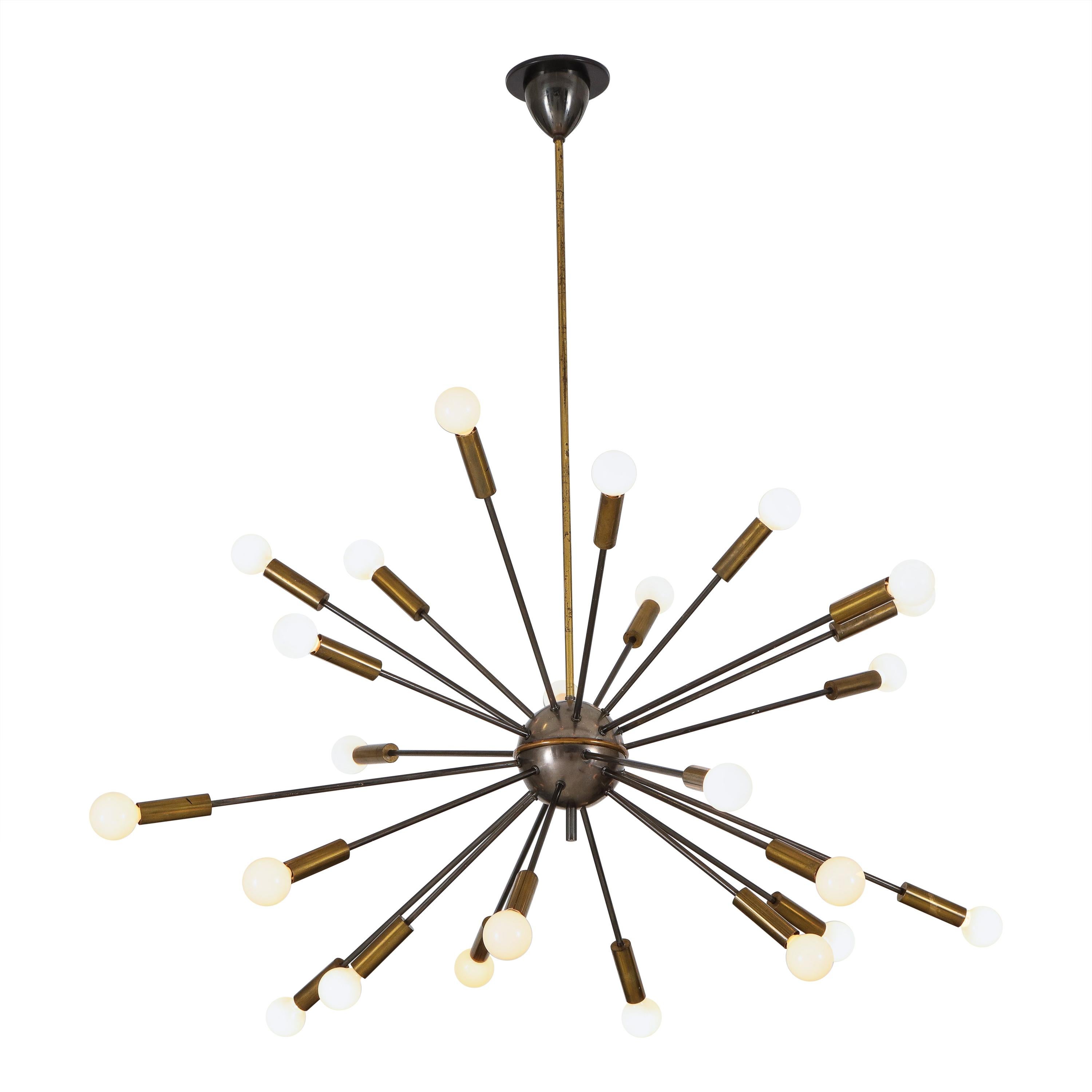 1950s Sputnik Modern by Stilnovo Patinated Brass Chandelier 8 Bulb Lamp ...