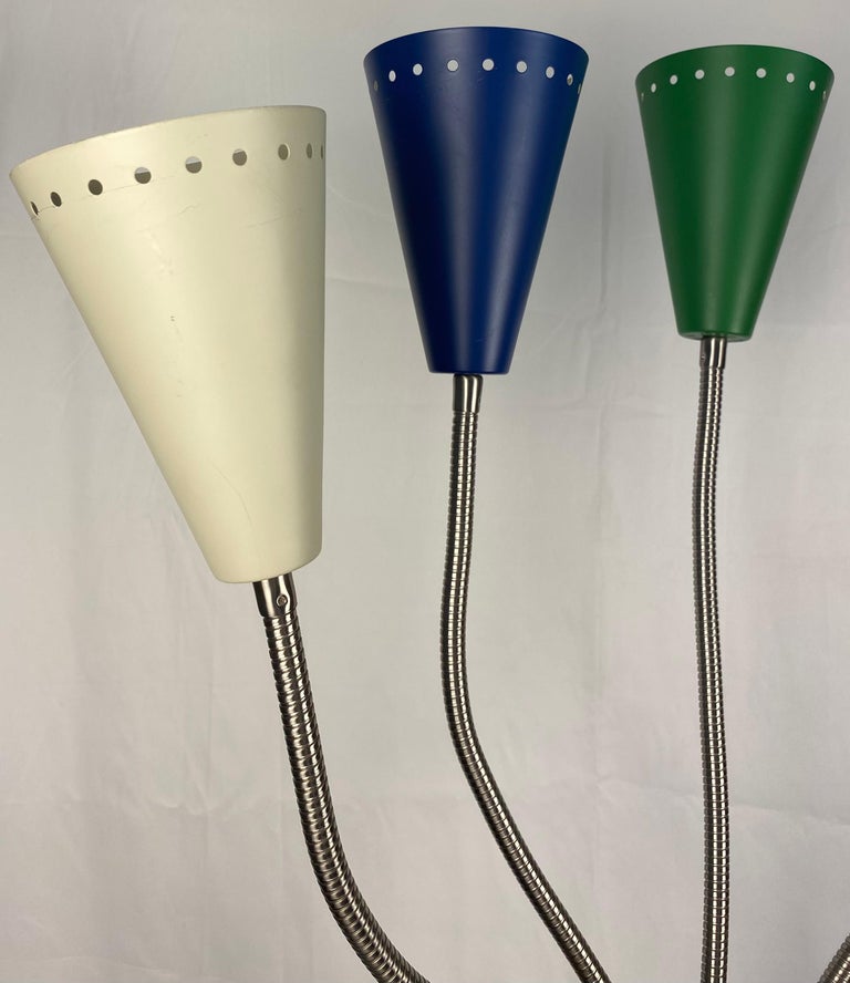 Stilnovo Style Midcentury 5 Arm Floor Lamp with Gooseneck Arms and ...
