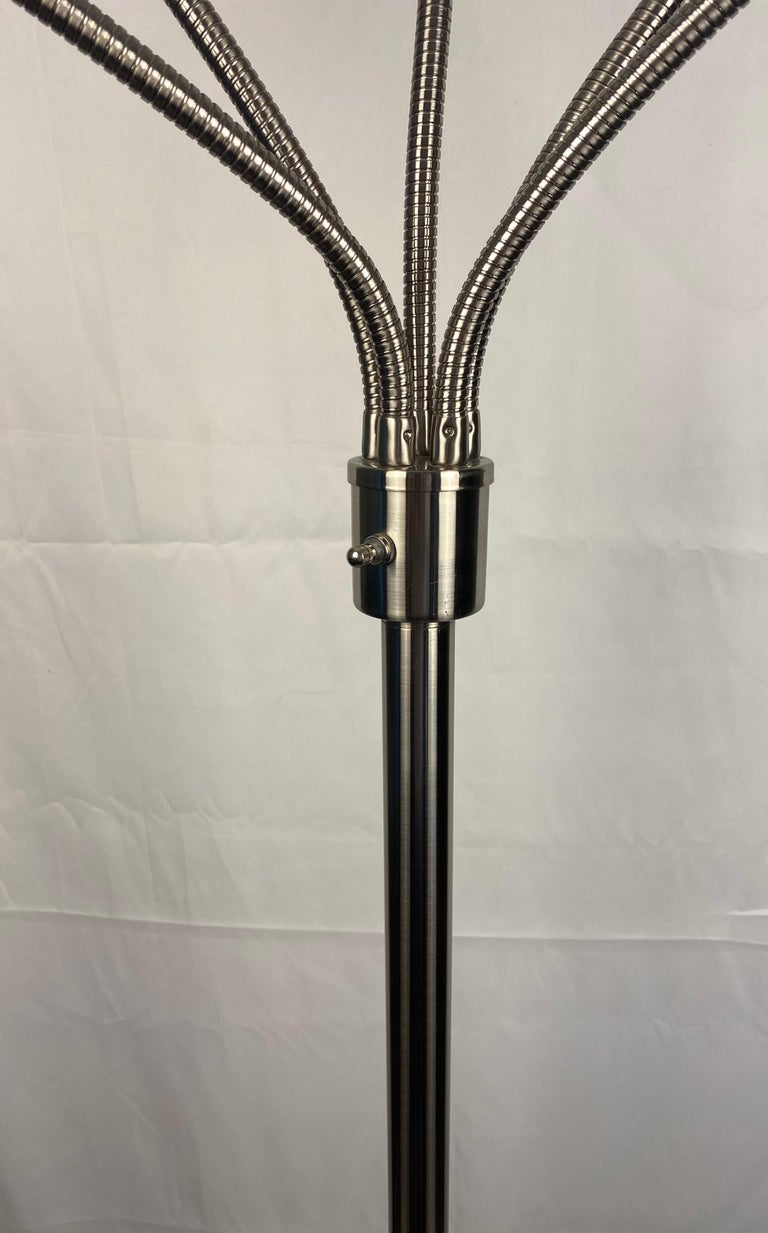 Stilnovo Style Midcentury 5 Arm Floor Lamp with Gooseneck Arms and ...