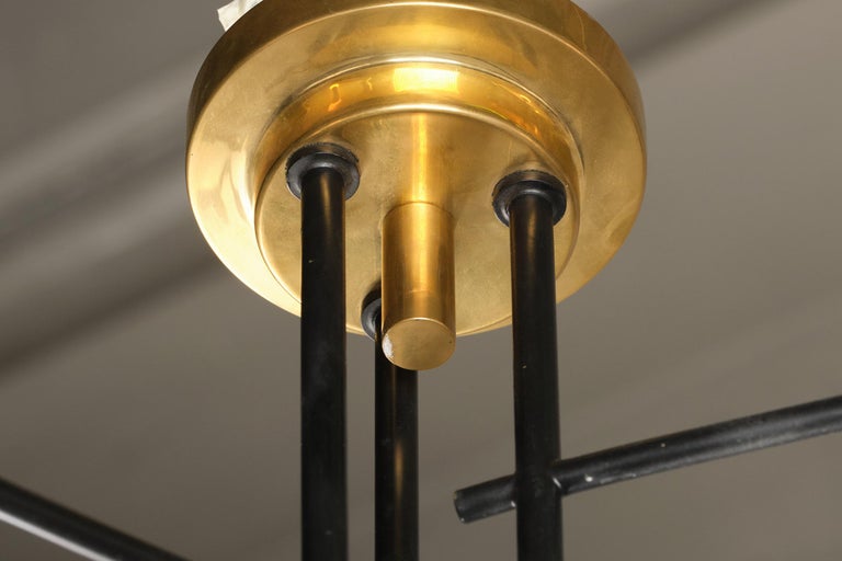 Stilnovo Three Lights Brass and Satinated Glass Chandelier, 1960 circa ...