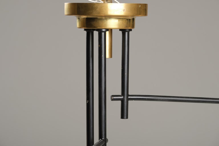 Stilnovo Three Lights Brass and Satinated Glass Chandelier, 1960 circa ...