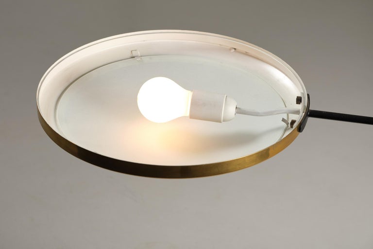 Stilnovo Three Lights Brass and Satinated Glass Chandelier, 1960 circa ...