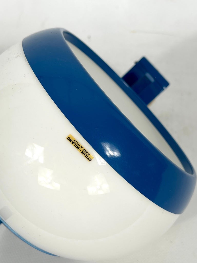 Stilux Milano, Single Blu Lacquer and Perspex Wall Lamp Model Sila ...