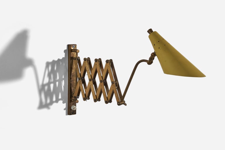 Stilux Milano, Wall Light, Brass, Metal, Italy, 1950s For Sale at 1stDibs