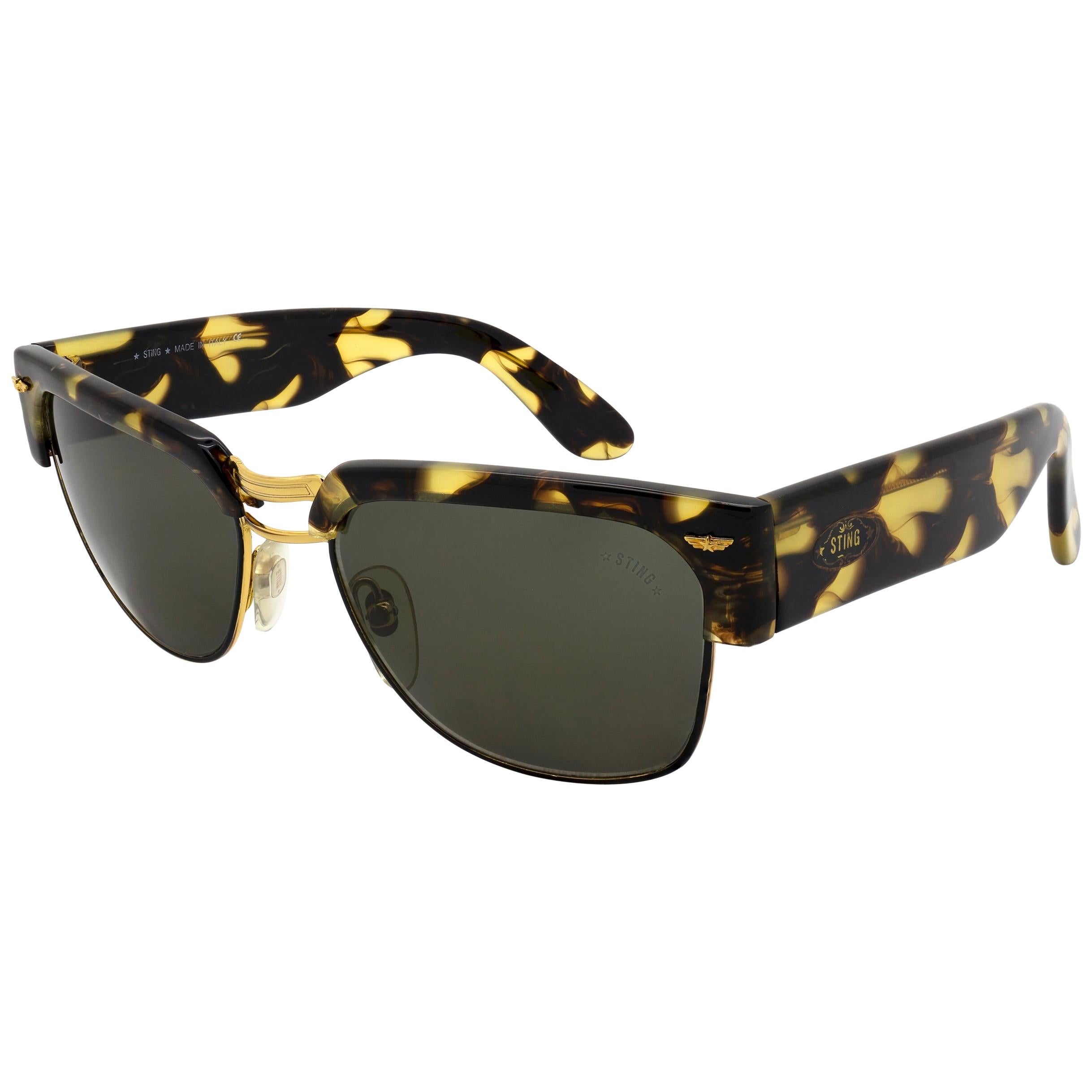 Sting gold vintage sunglasses, Italy 80s at 1stDibs
