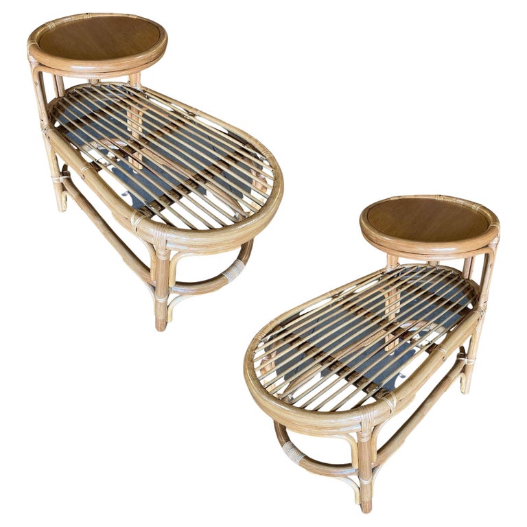 Restored Single Strand Rattan Side Table W/ Grill Top, Pair For Sale at ...