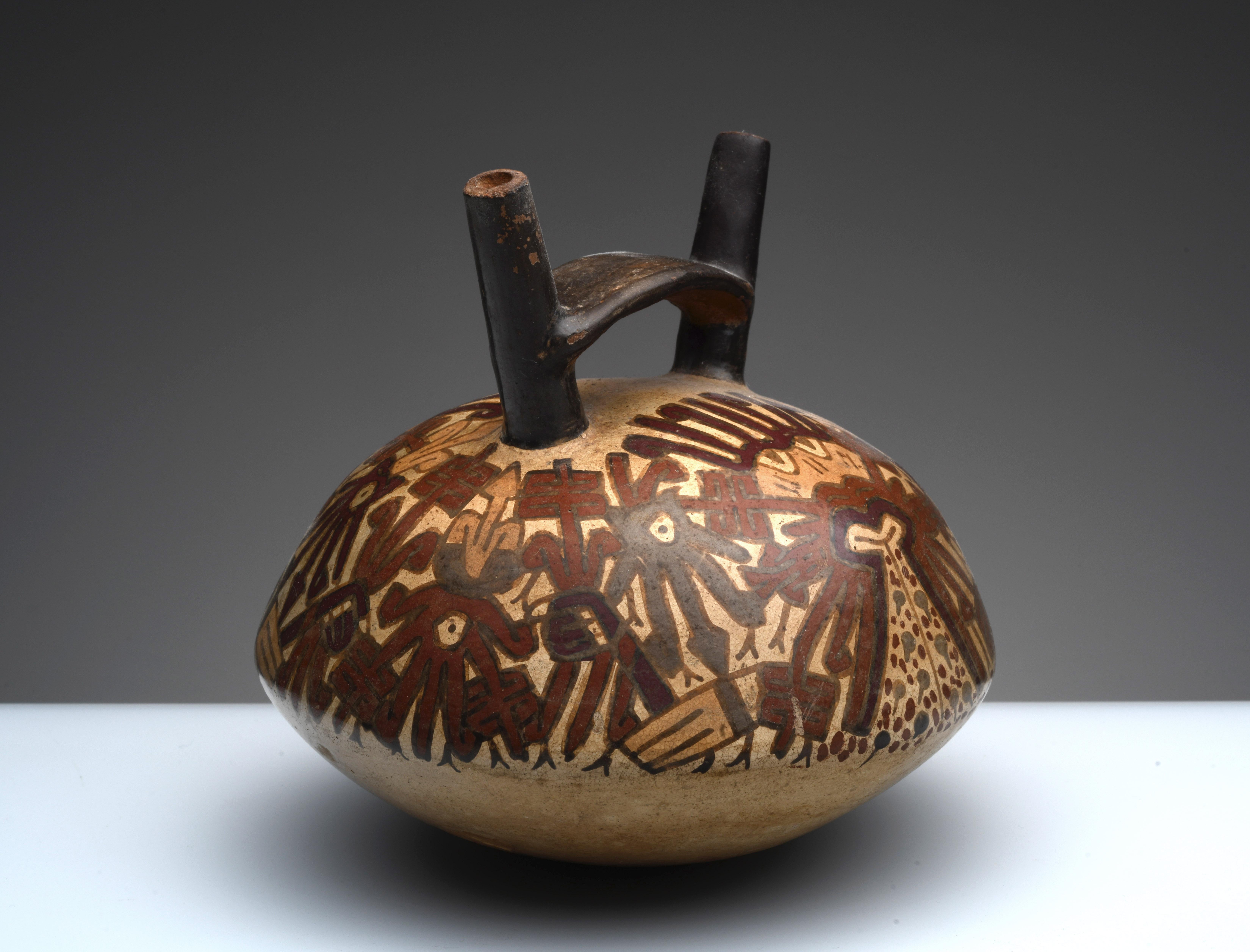 Stirrup Double Spout Nazca Polychrome Pre-Columbian Vessel at 1stDibs ...