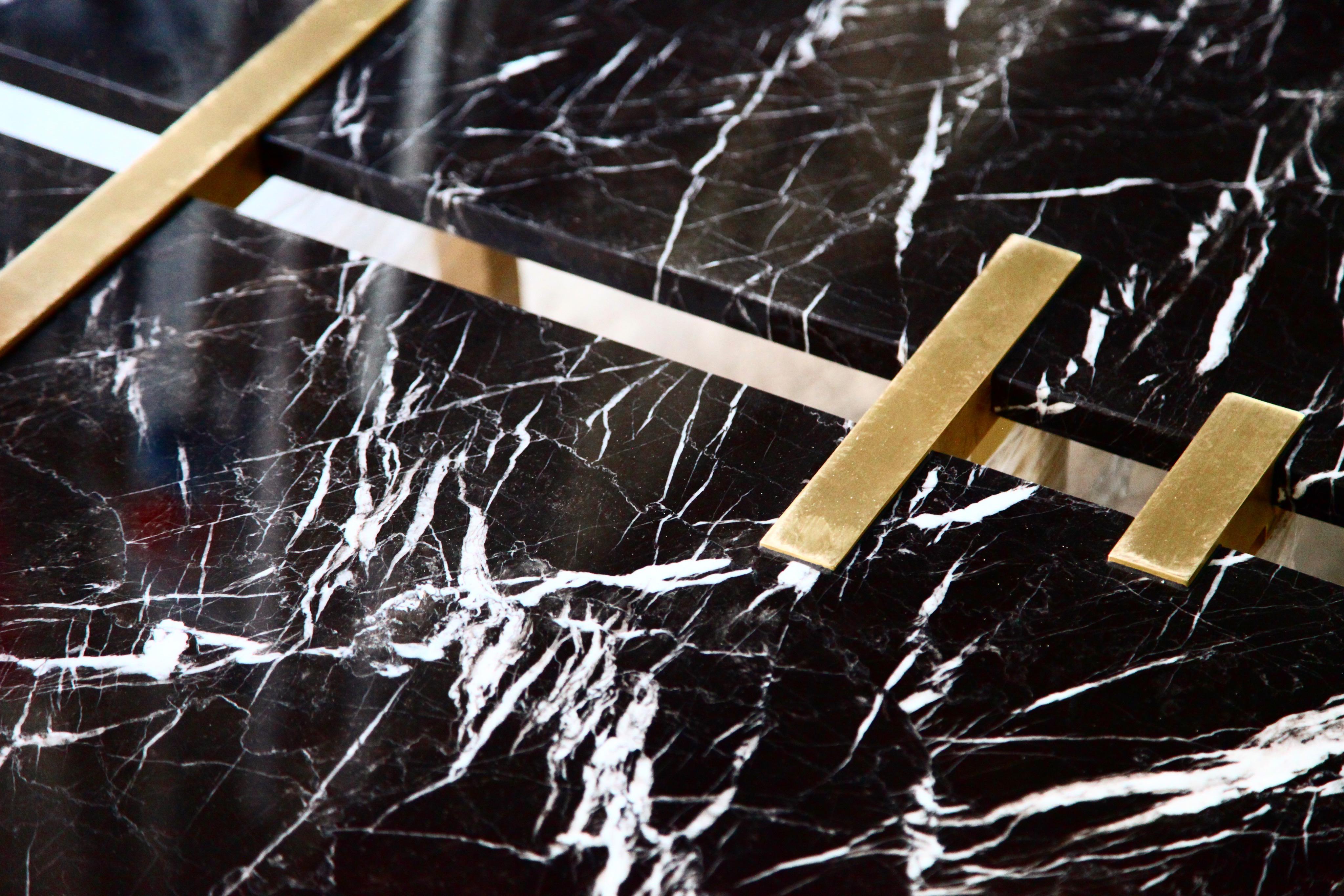 'Stitch' Black YSL Marble and Brass Modern Coffee Table For Sale at 1stDibs
