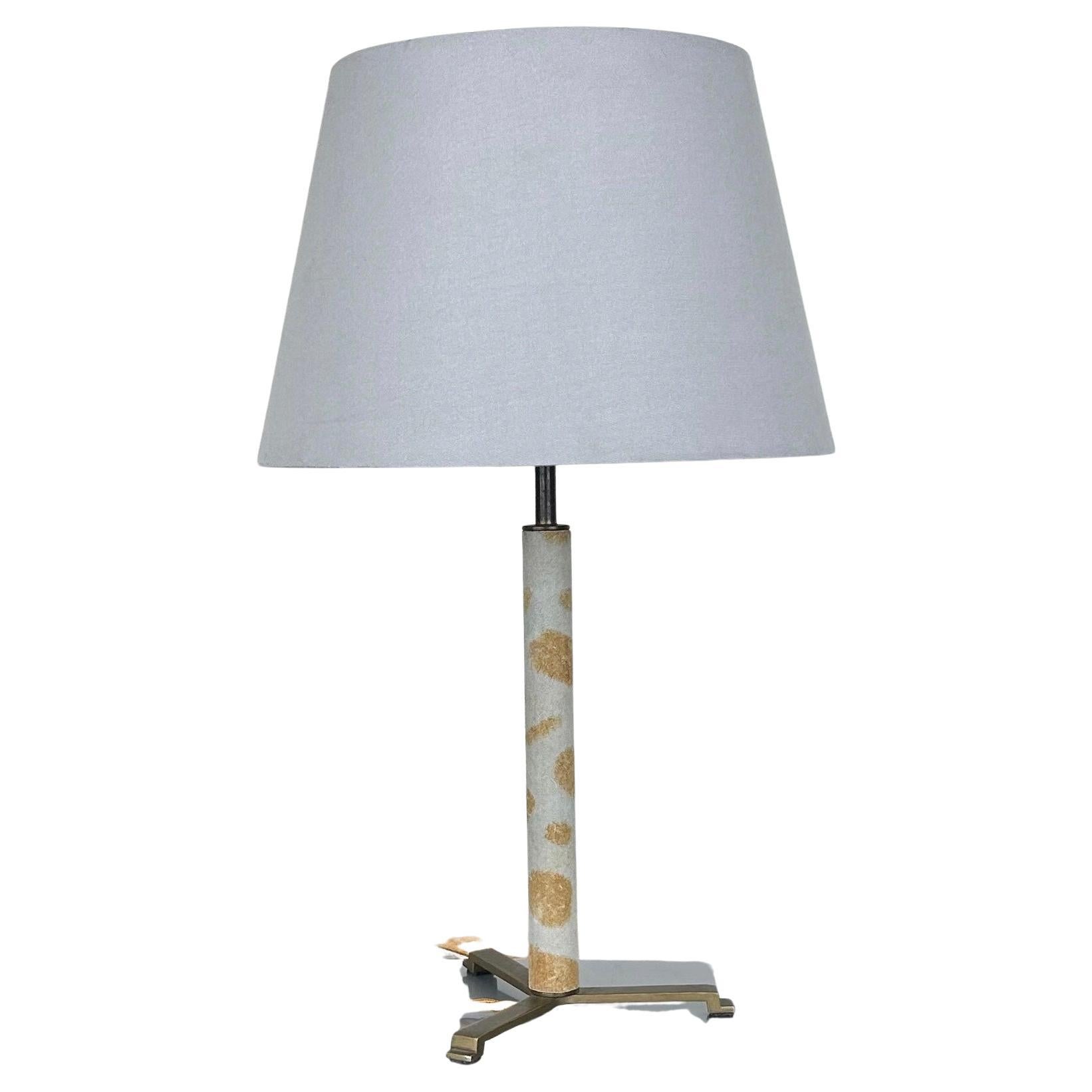 Stitched Suede and Bronze Table Lamp - German, c1960s For Sale at 1stDibs