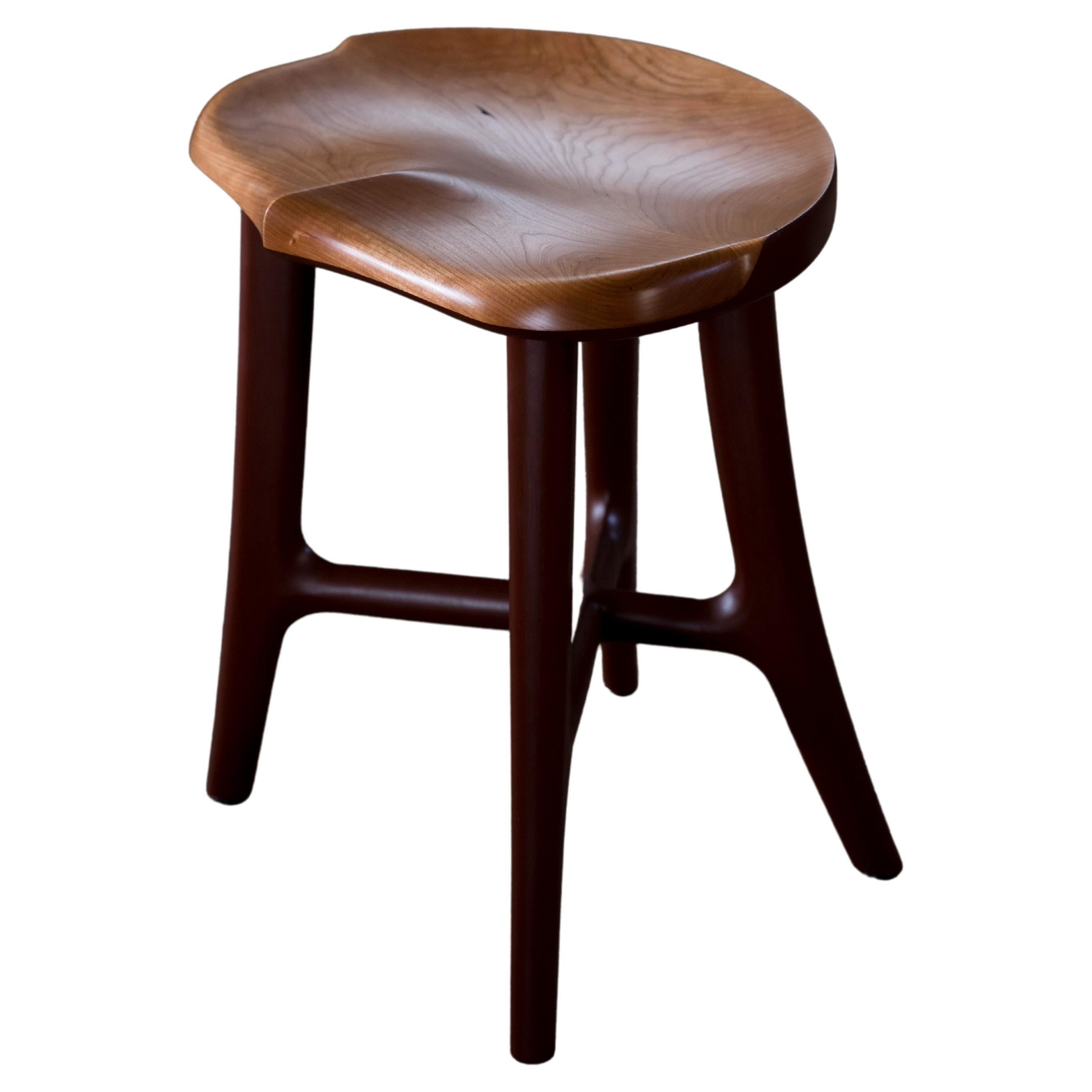 Three Legged Wooden Stool in Walnut by Hopes Woodshop at 1stDibs