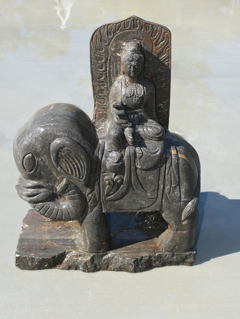 Stone Buddha Universal Virtue Samantabhadra Pu Xian on Elephant For ...