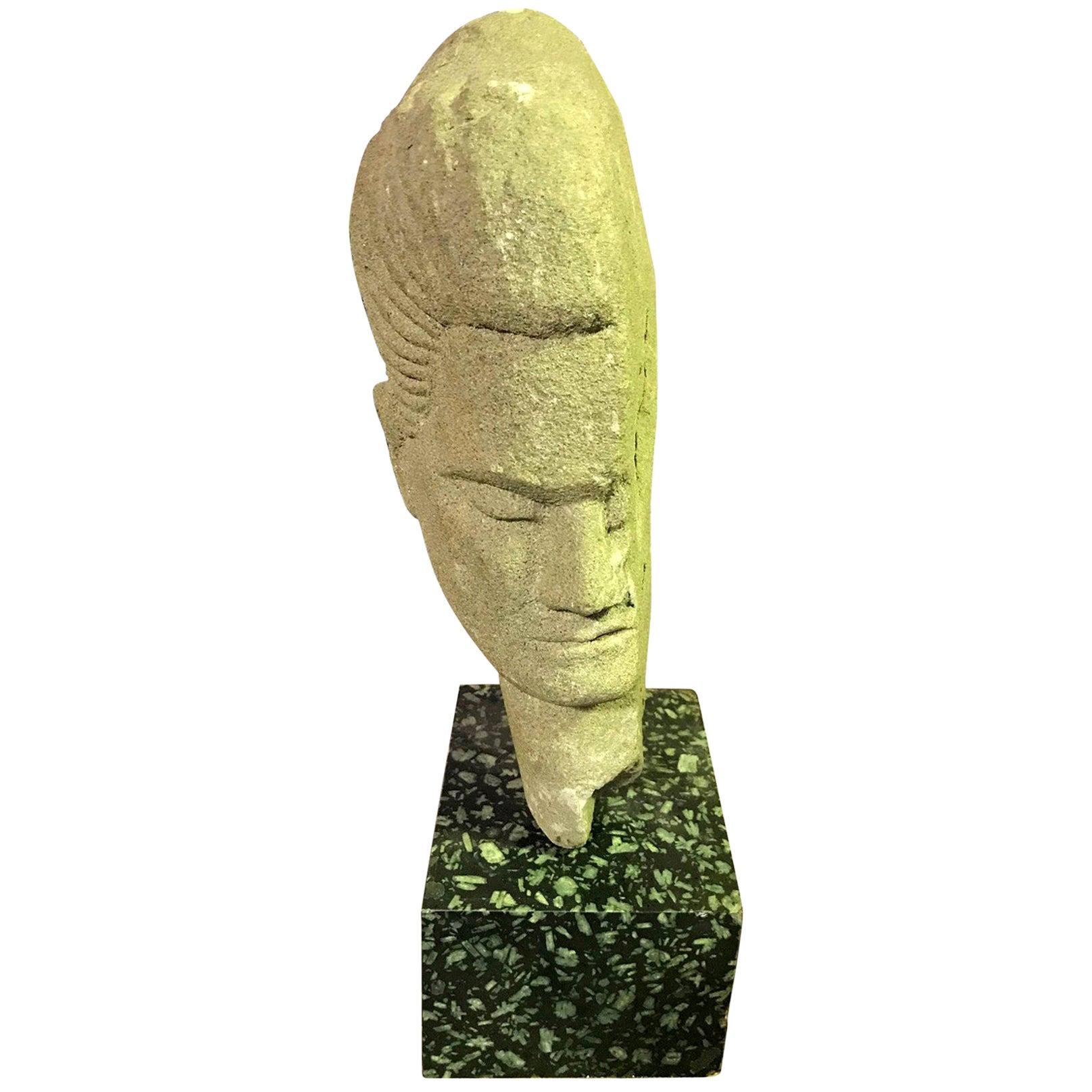 Signed White Stone Carved Head in the Manner of Umberto Boccioni For ...