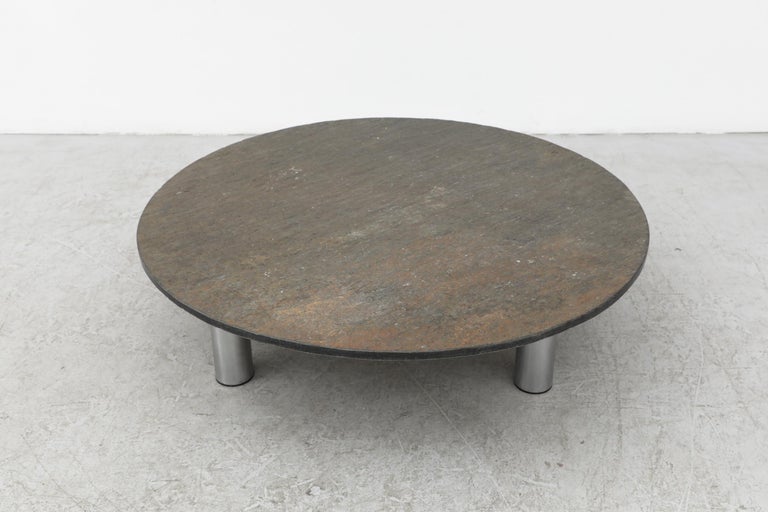 Stone Coffee Table with Tubular Steel Base For Sale at 1stDibs
