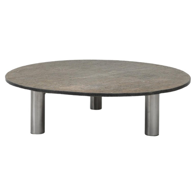 Stone Coffee Table with Tubular Steel Base For Sale at 1stDibs