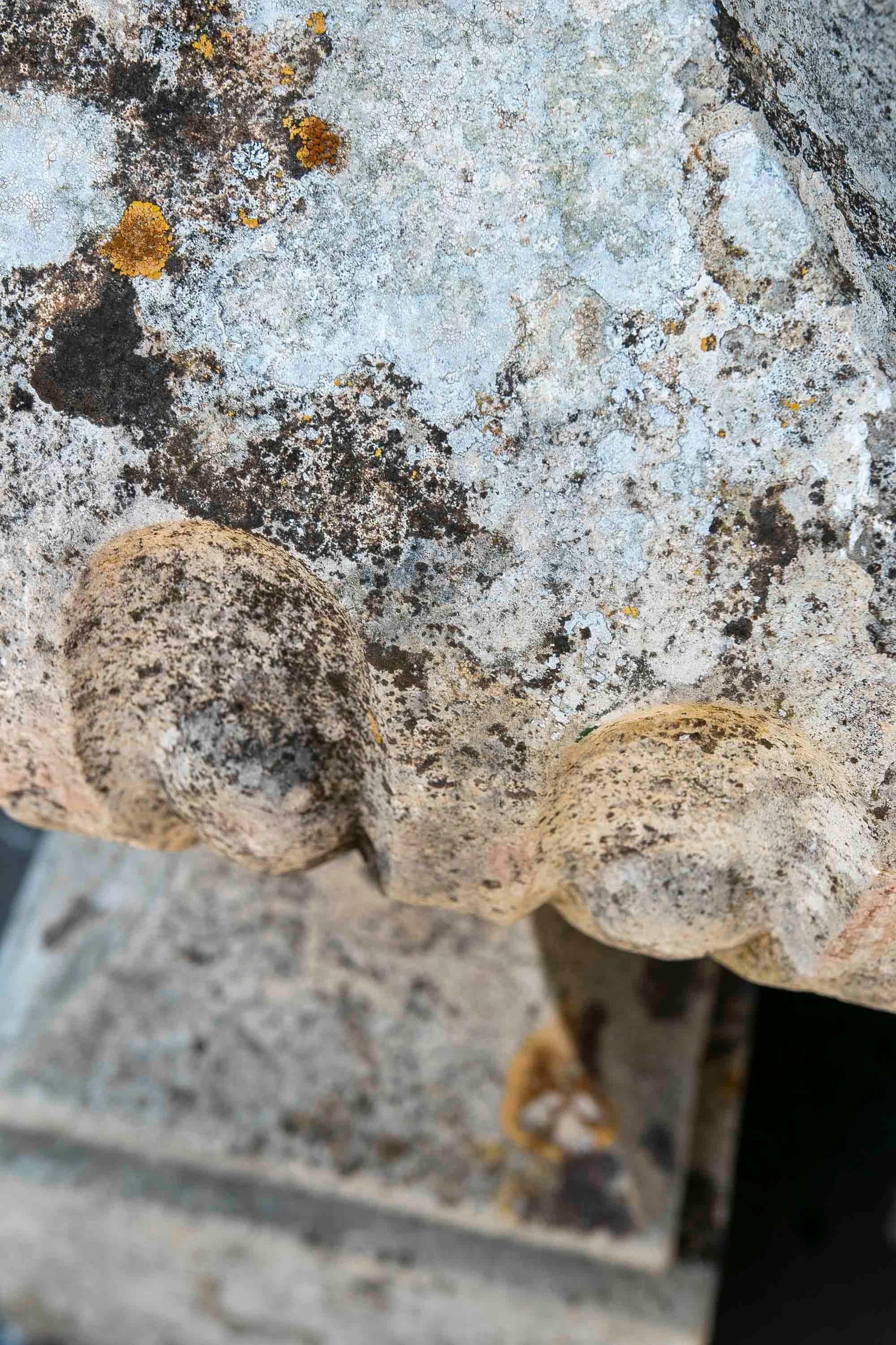 Stone Finial with Gadrooned Decoration on top and Square Base For Sale ...