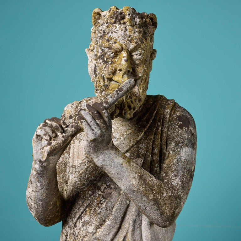 Stone Greek God Pan Garden Statue Term Style For Sale at 1stDibs