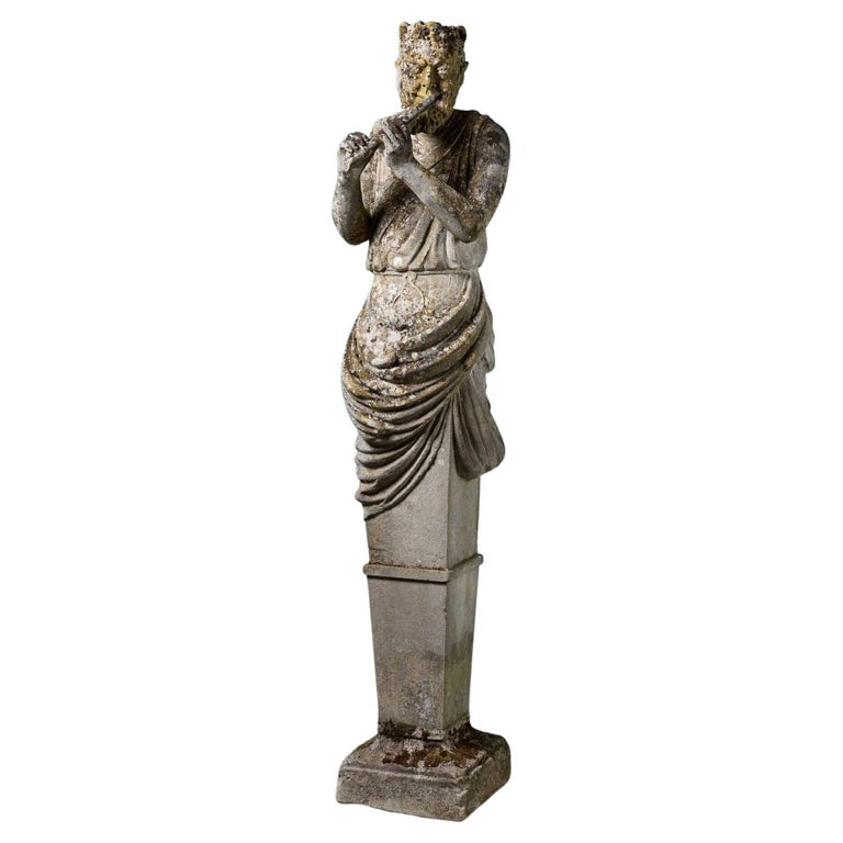 Stone Greek God Pan Garden Statue Term Style For Sale at 1stDibs