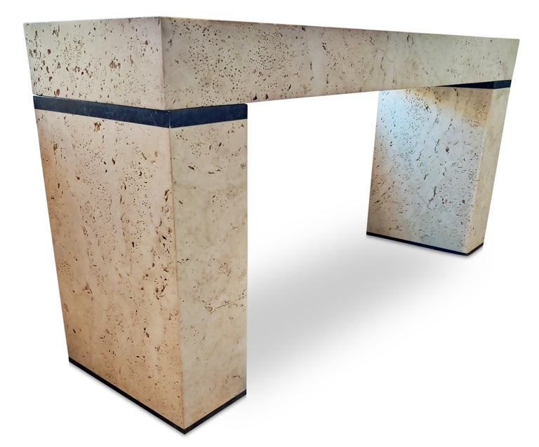 Stone International Attr Monolithic Natural Travertine Console Table ...