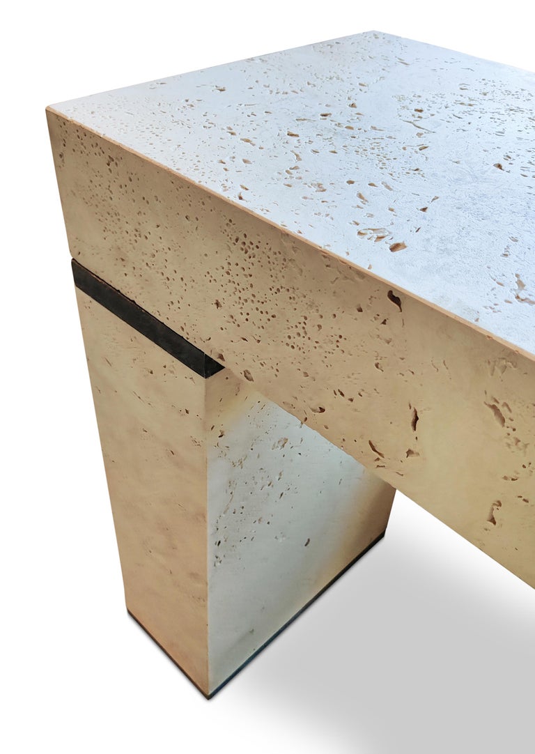 Stone International Attr Monolithic Natural Travertine Console Table ...