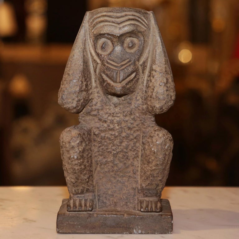 Stone Monkeys Set of 3 Large Sculpture in Stone For Sale at 1stDibs