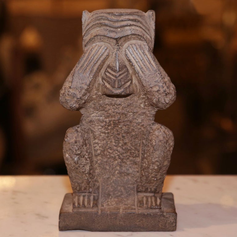 Stone Monkeys Set of 3 Large Sculpture in Stone For Sale at 1stDibs