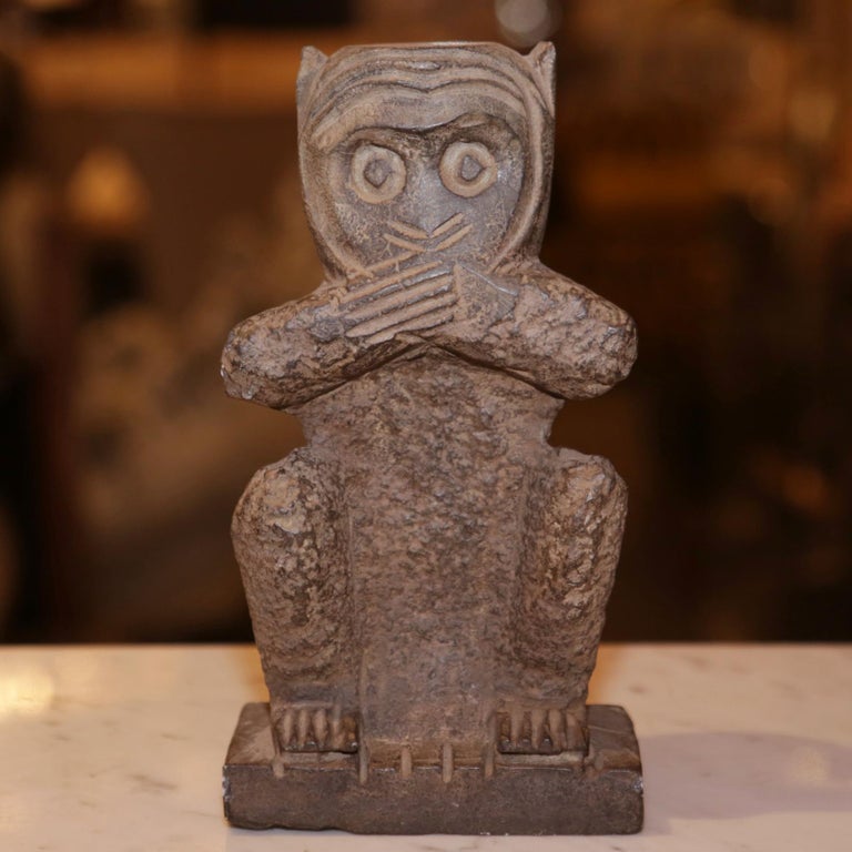 Stone Monkeys Set of 3 Large Sculpture in Stone For Sale at 1stDibs