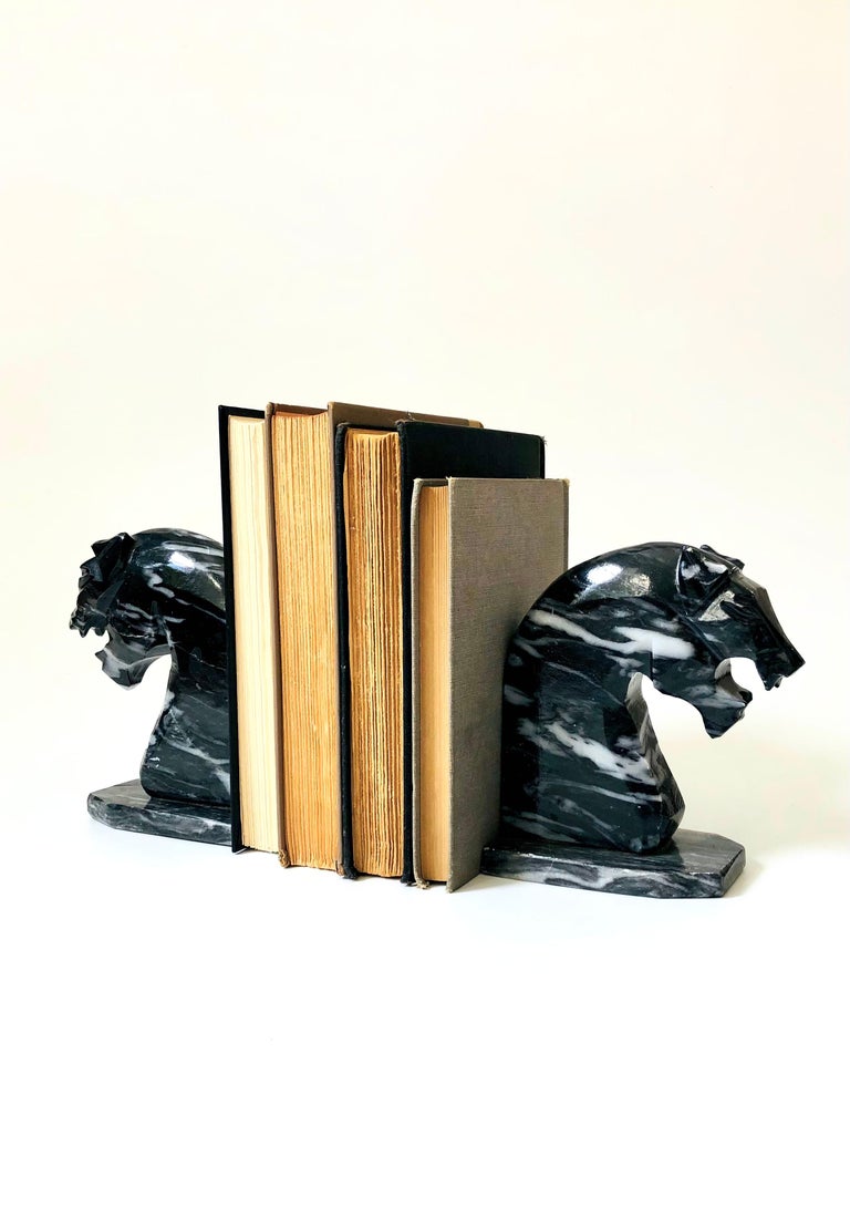 Stone Panther Bookends, Set of 2 For Sale at 1stDibs