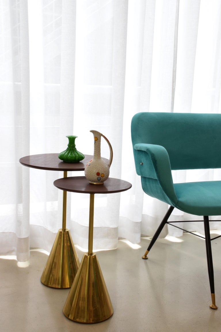 Stone-R Contemporary Handcrafted Brass Side Table, Flow Collection For ...