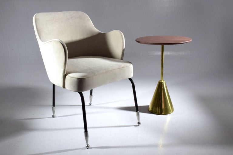 Stone-R Contemporary Handcrafted Brass Side Table, Flow Collection For ...