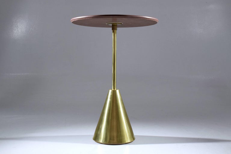 Stone-R Contemporary Handcrafted Brass Side Table, Flow Collection For ...