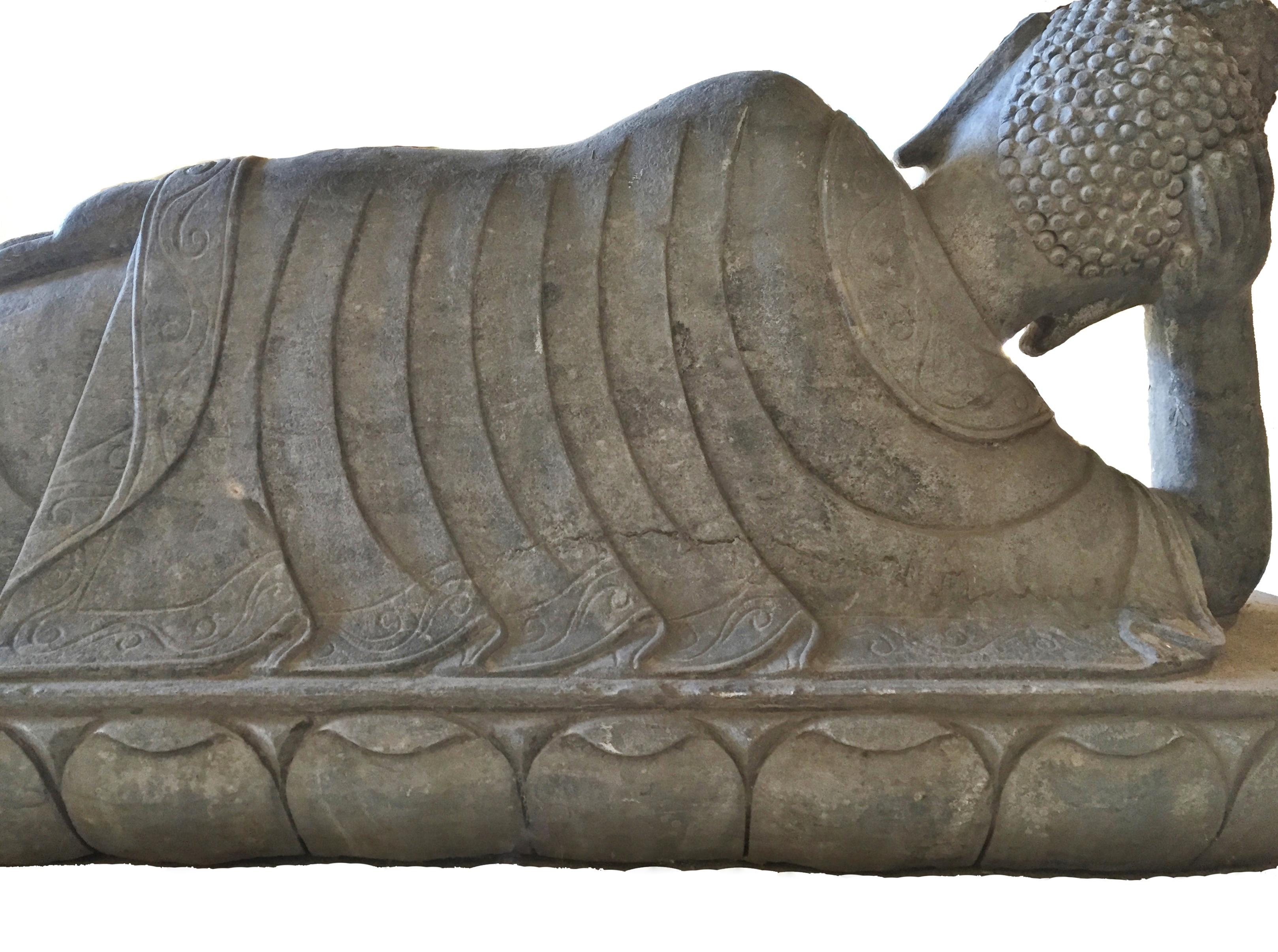 Stone Reclining Buddha Statue at 1stDibs | stone carved buddha ...