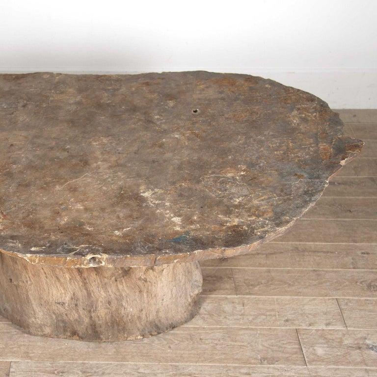 Stone Table with Solid Tree Trunk Base at 1stDibs