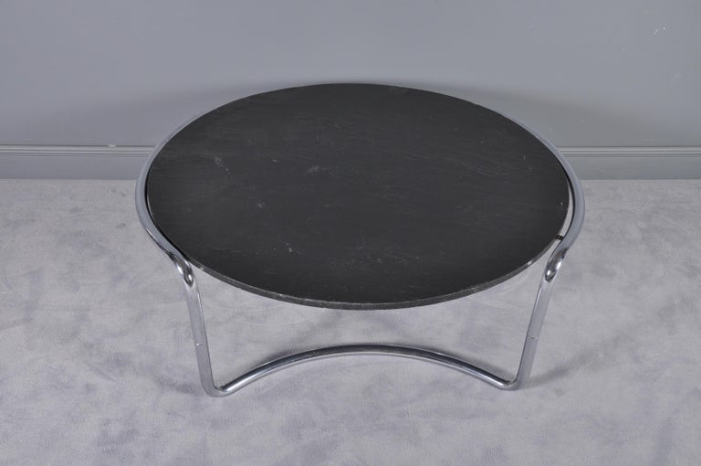 Stone Table with Tubular Steel Frame, 1970s at 1stDibs