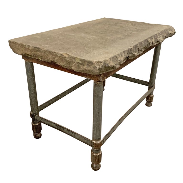 Stone Top Industrial Side Table at 1stDibs