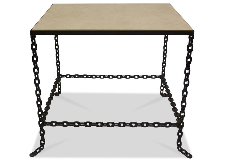 Stone Topped Chain Link Table For Sale at 1stDibs