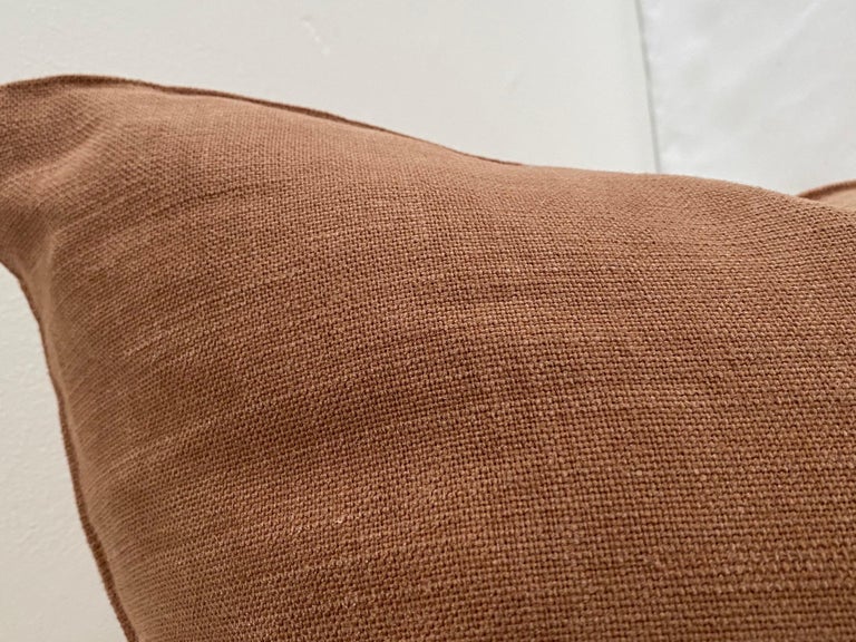 Stone Washed Terracotta Rust Color Belgian Linen Accent Pillow Cover at ...