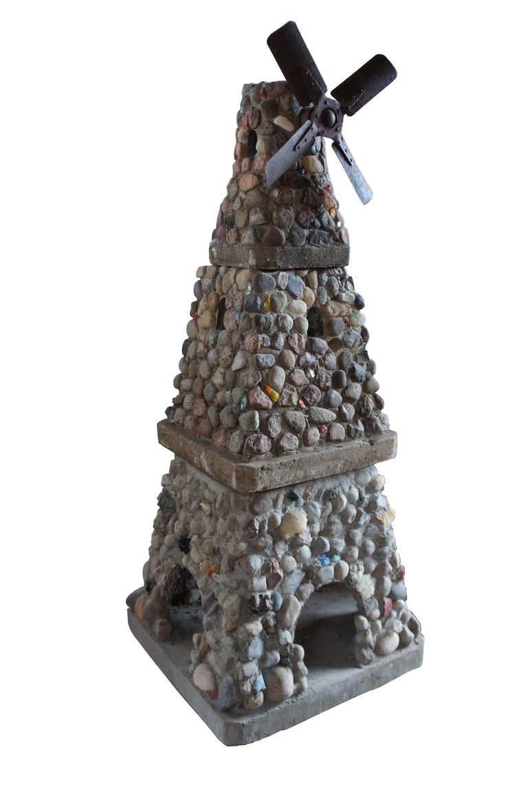 Stone Windmill Garden Sculpture Rock Art Folk Art Outdoor Fountain ...