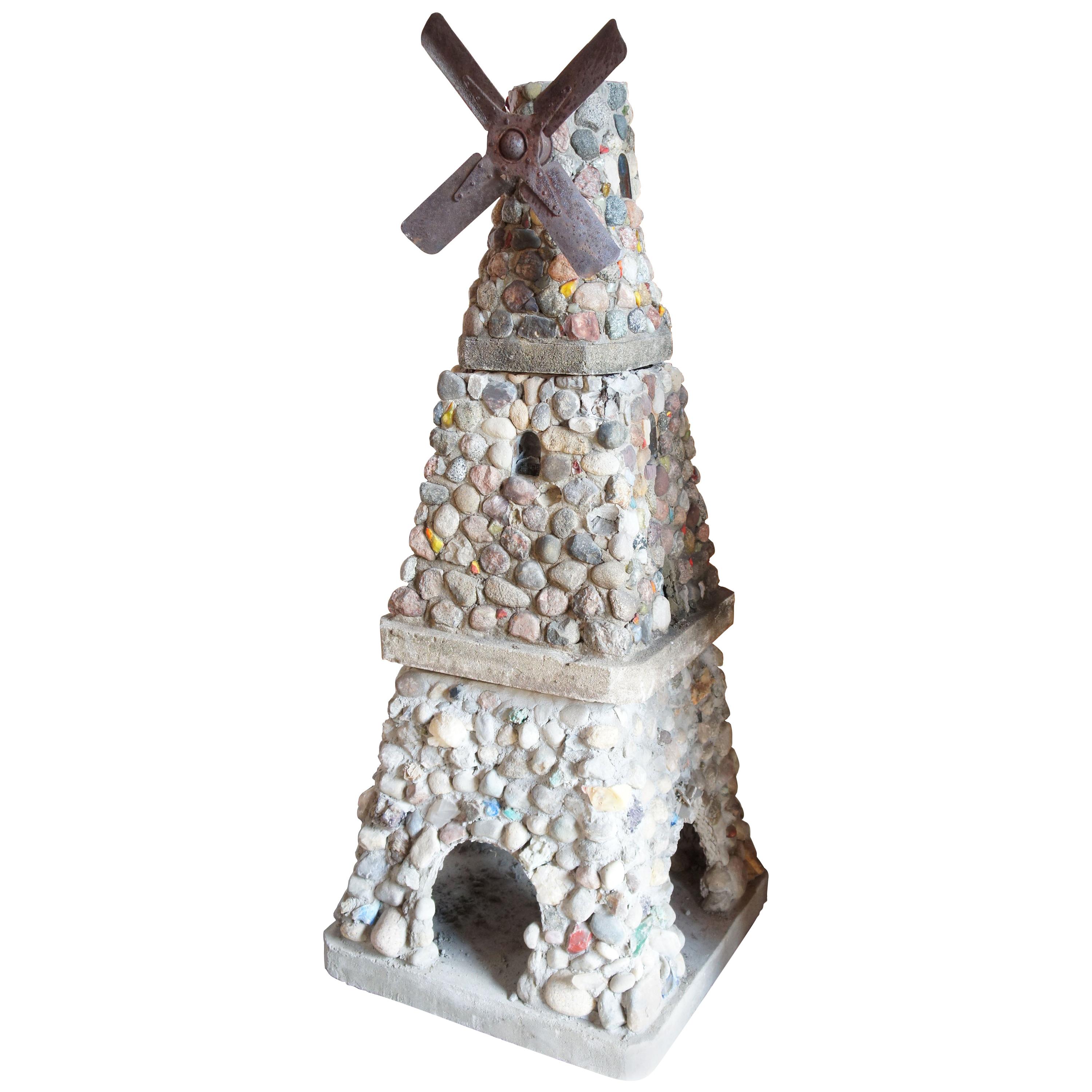 Stone Windmill Garden Sculpture Rock Art Folk Art Outdoor Fountain ...